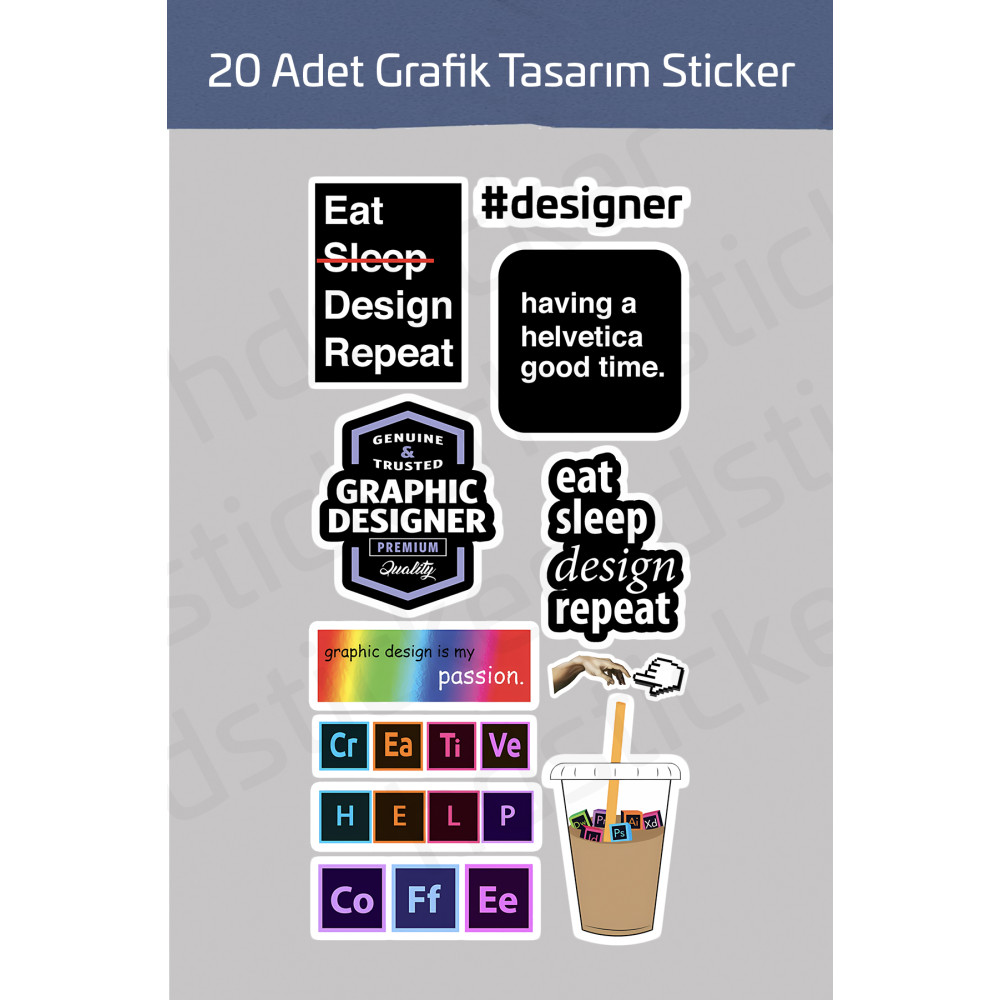 Grafik Tasarımcı Temalı Sticker Seti – Designer & Çizim Etiketleri